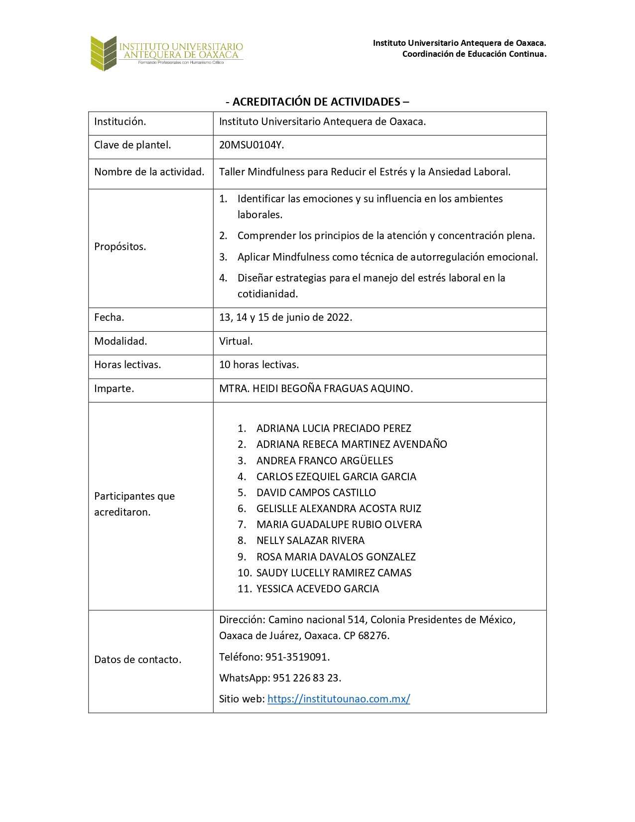 Mindfulness para Reducir el Estrés y Ansiedad Laboral - Instituto UNAO Mindfulness para Reducir el Estrés y Ansiedad Laboral - Instituto UNAO